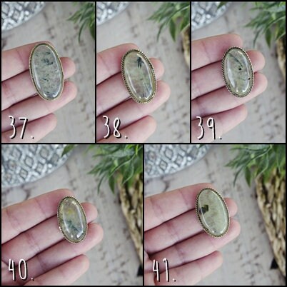 Grooved Cabochon Prehnite Grooved Stone Brass Framed Stones | Etsy