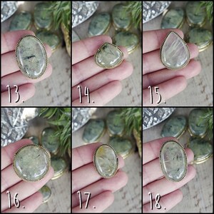 Grooved Cabochon, Prehnite Grooved Stone, Brass Framed Stones for ...