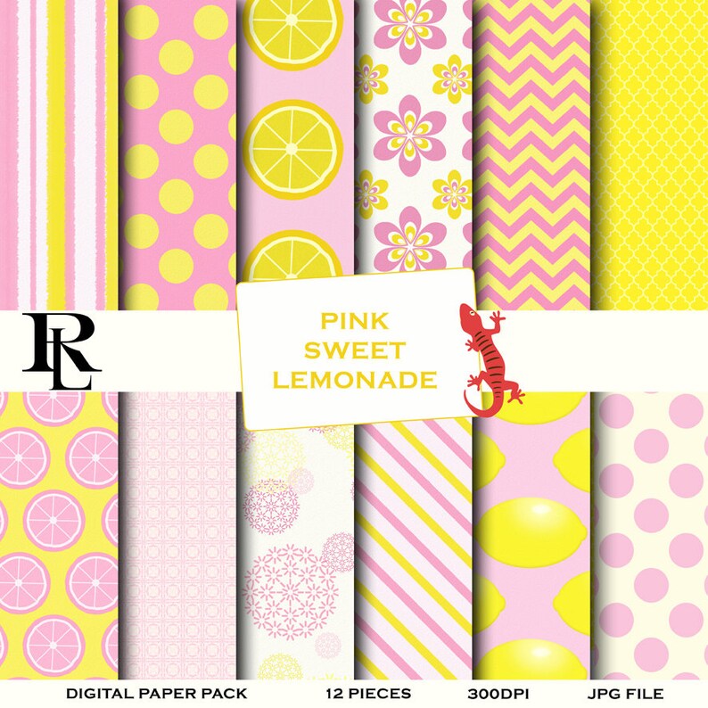 Pink Lemonade Digital Paper Pack Digital Background Paper Background ...