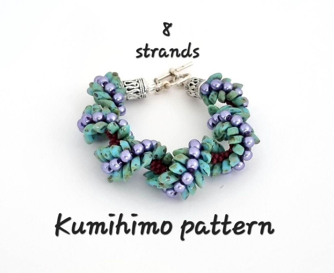 8 Strand Beaded Kumihimo Bracelet PDF Pattern and Tutorial Wavy Twisted ...