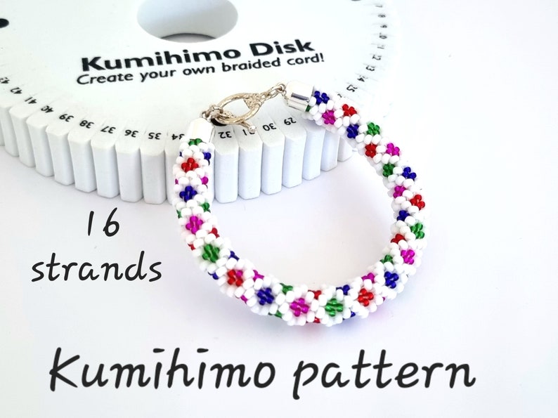 16 Strand Beaded Kumihimo Festive Bracelet PDF Pattern and - Etsy