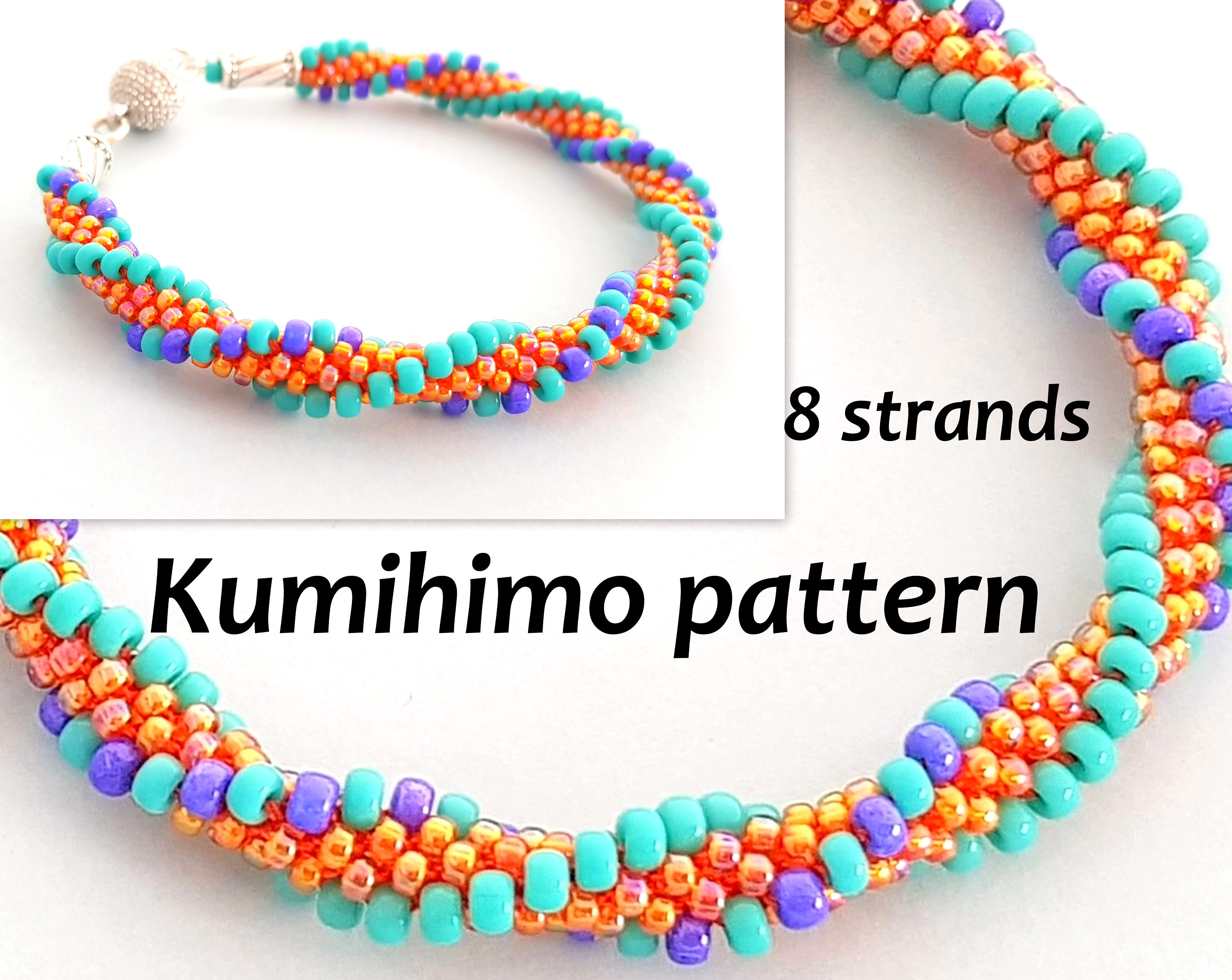 8 Strands Beaded Kumihimo PDF Pattern and Full Tutorial Wavy - Etsy