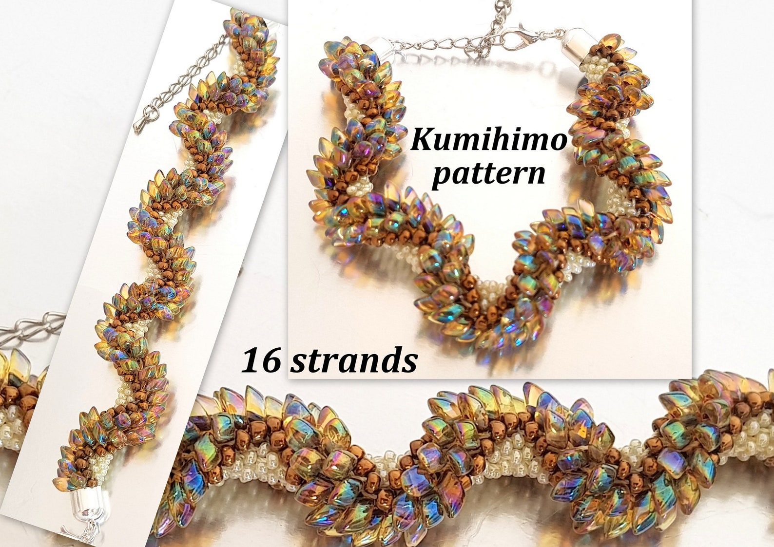 16 Strands Beaded Kumihimo Bracelet PDF Pattern Tutorial | Etsy