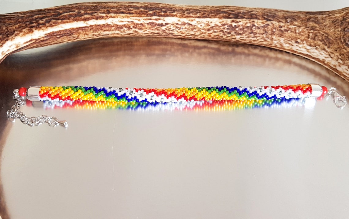16 Strands Beaded Kumihimo Tutorial Pattern Rainbow Zigzag Bracelet ...