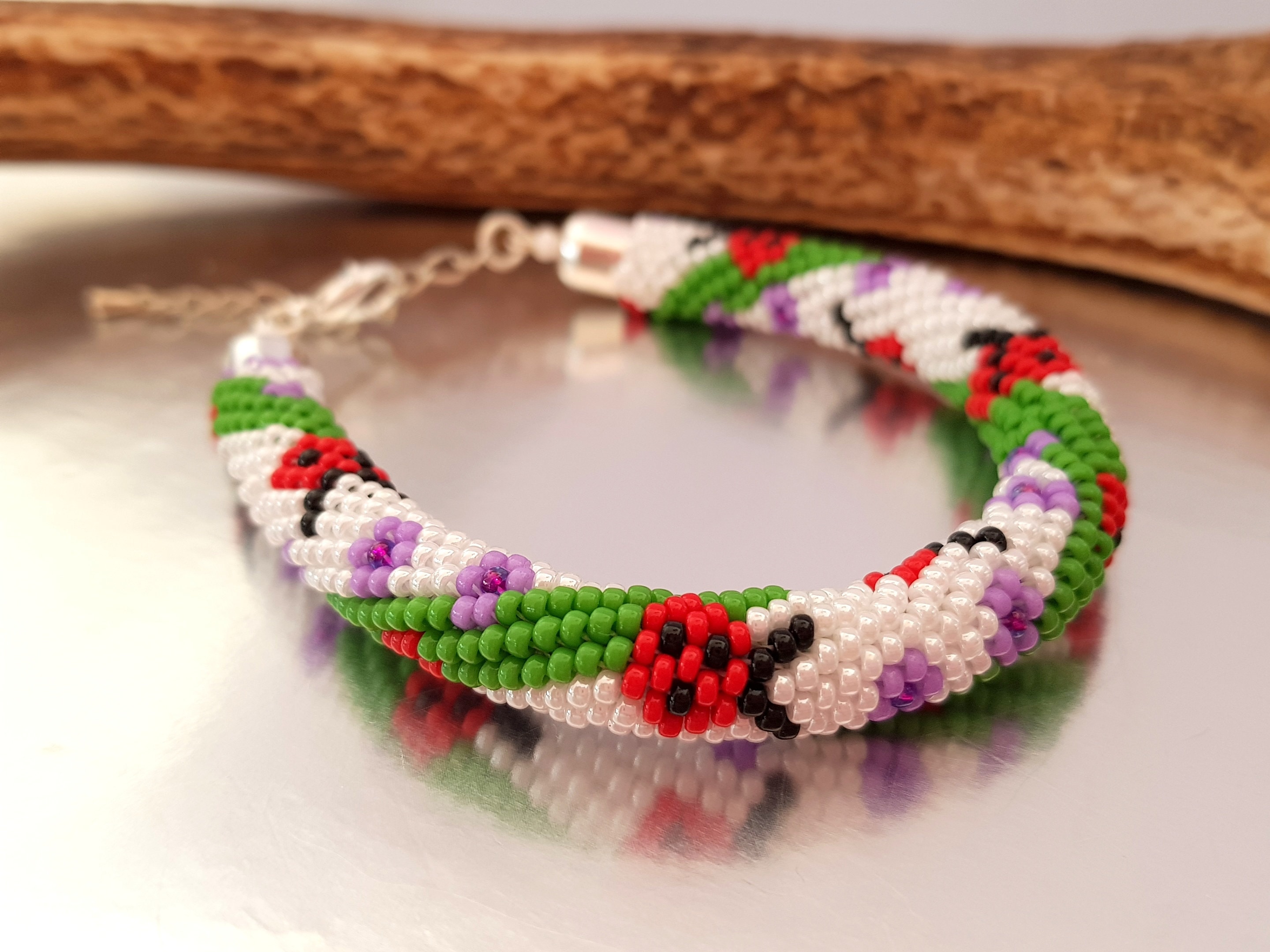 20 Strands Beaded Kumihimo Tutorial Pattern Seed Beads Ladybirds ...