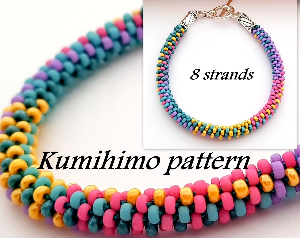8 Strand Beaded Kumihimo Pattern Tutorial Colorful Seed Bead Bracelet ...