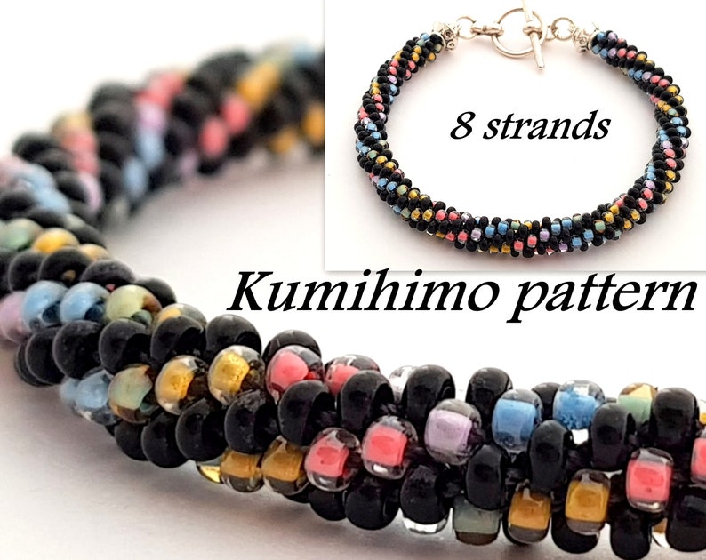 8 Strand Beaded Kumihimo Pattern and Tutorial Rainbow Seed Bead ...