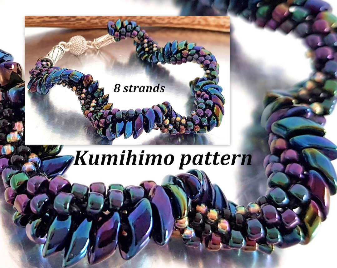 8 Strand Beaded Kumihimo Bracelet Pattern Tutorial Twisted Spiral Braid ...