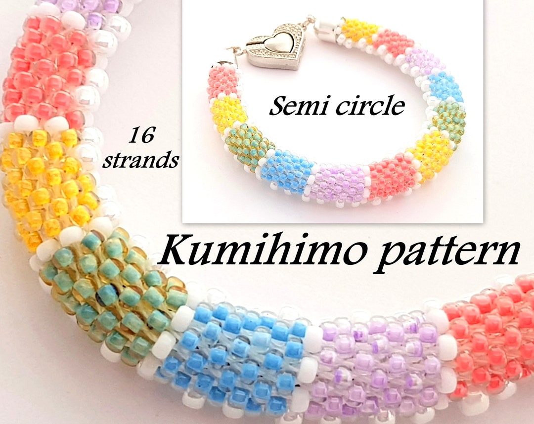 Beaded Kumihimo PDF Pattern and Tutorial 16 Strand Semi Circle Bracelet ...