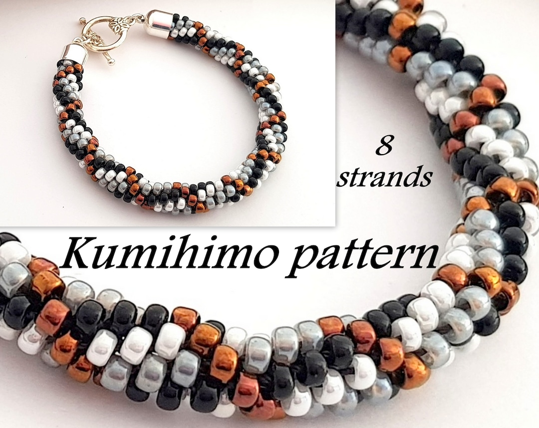 Beaded Kumihimo Pattern Tutorial 8 Strands Seed Bead Bracelet Classic ...