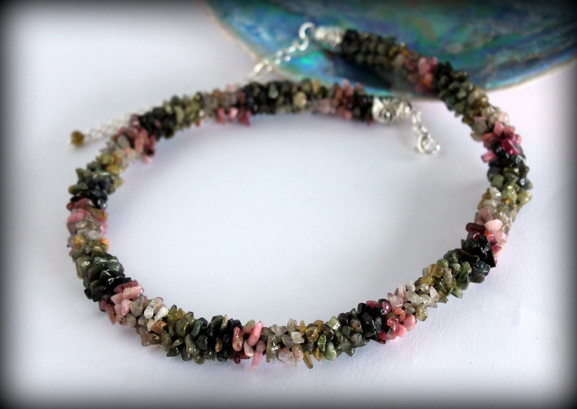 Tourmaline Necklace Kumihimo Braided Rope Semi-precious - Etsy