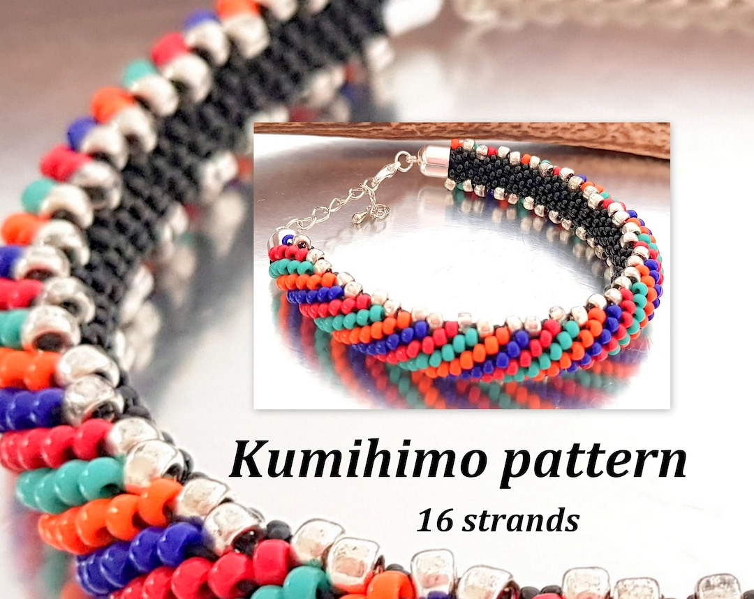 16 Strand Beaded Kumihimo Bracelet Tutorial PDF Pattern Seed Beads ...