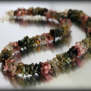 Tourmaline Necklace, Kumihimo Braided Rope, Semi-precious Stone, Beaded ...