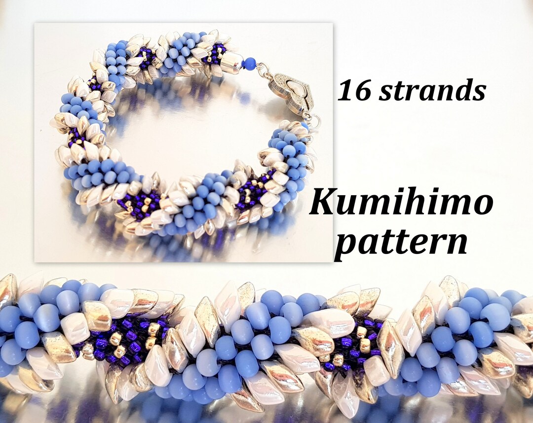 16 Strand Beaded Kumihimo Bracelet PDF Tutorial Pattern Twisted Spiral ...