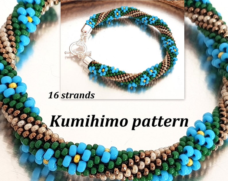 Pattern and Tutorial for 16 Strands Beaded Kumihimo Bracelet Braid on a ...