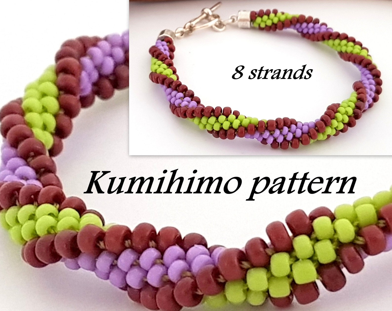 Kumihimo Pattern and Tutorial Seed Bead Braided Bracelet 8 Strands ...