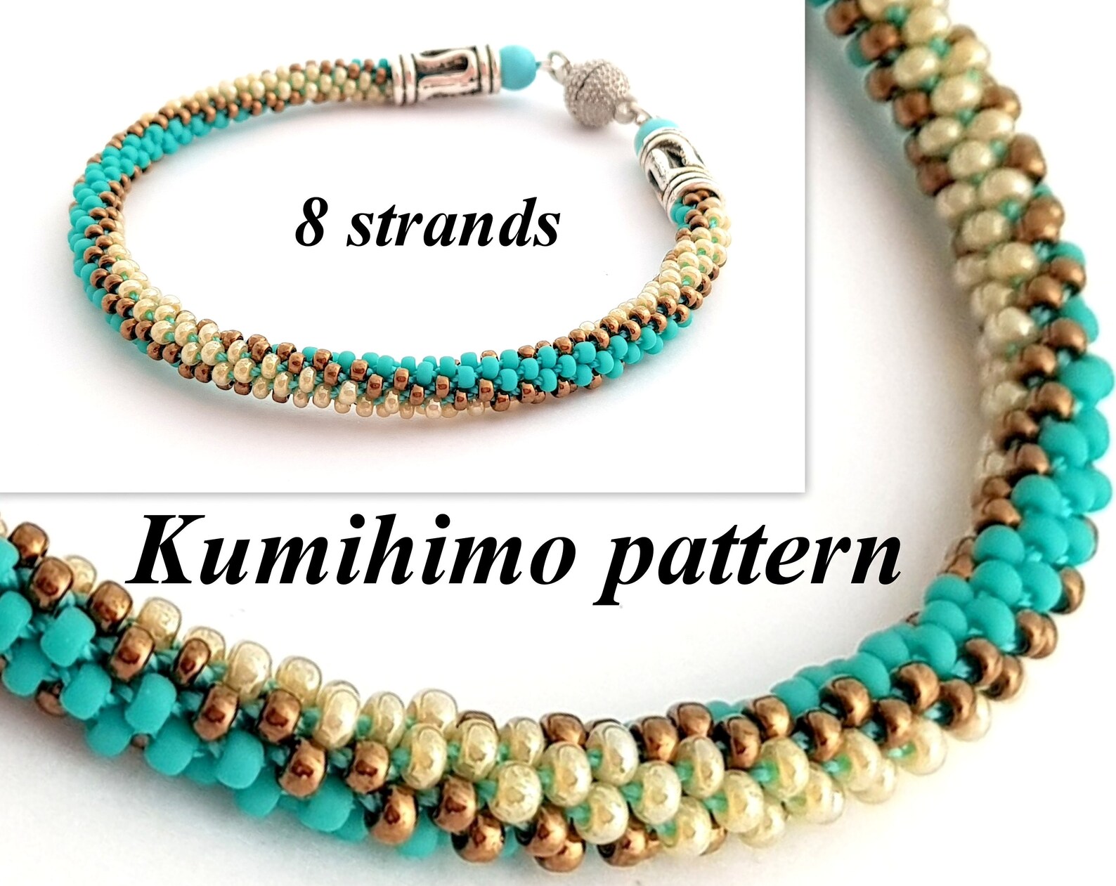 8 Strands Kumihimo PDF Pattern and Full Tutorial Seed Beads Bracelet ...