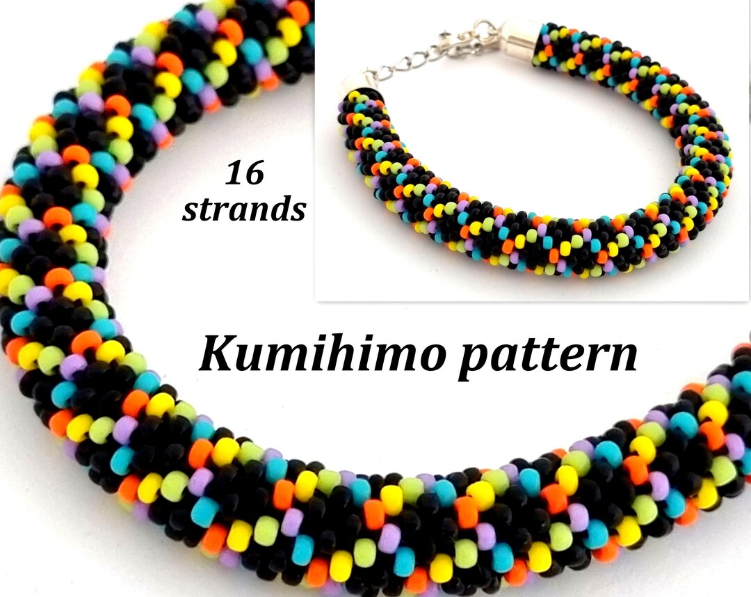Kumihimo Beaded Bracelet Pattern and Tutorial 16 Strand PDF Instant ...
