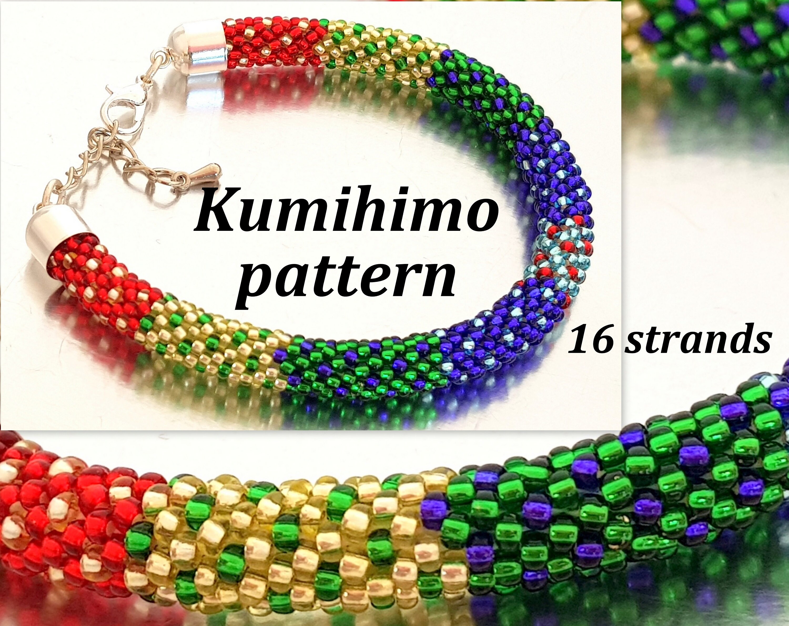16 Strand Beaded Kumihimo Bracelet Tutorial Pattern PDF Bead Layout ...