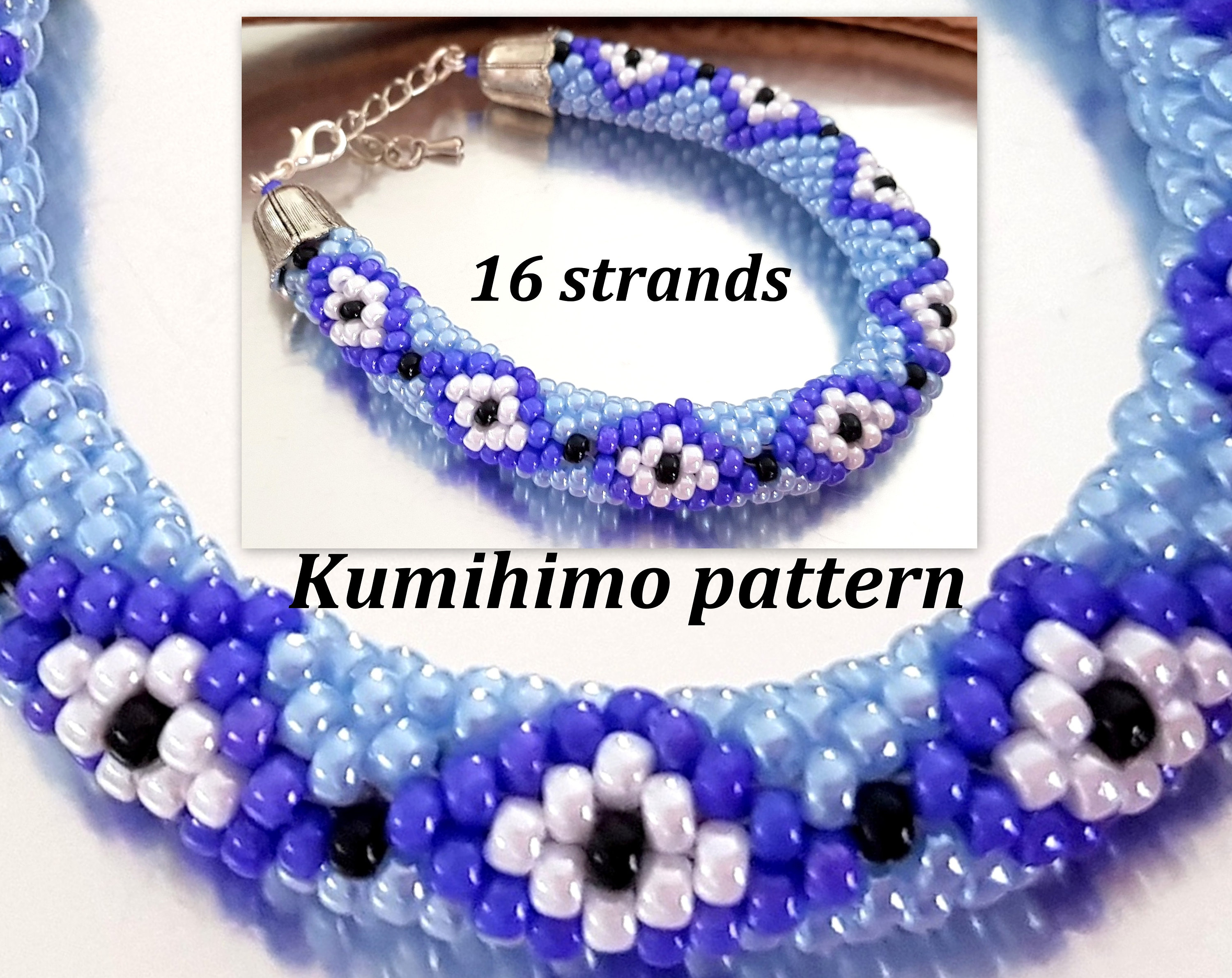 16 Strand Beaded Kumihimo Bracelet Tutorial Pattern PDF Layout | Etsy