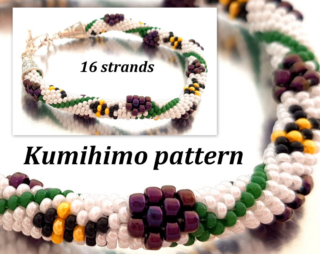 16 Strand Beaded Kumihimo Pattern Tutorial PDF Bead Layout Bracelet ...