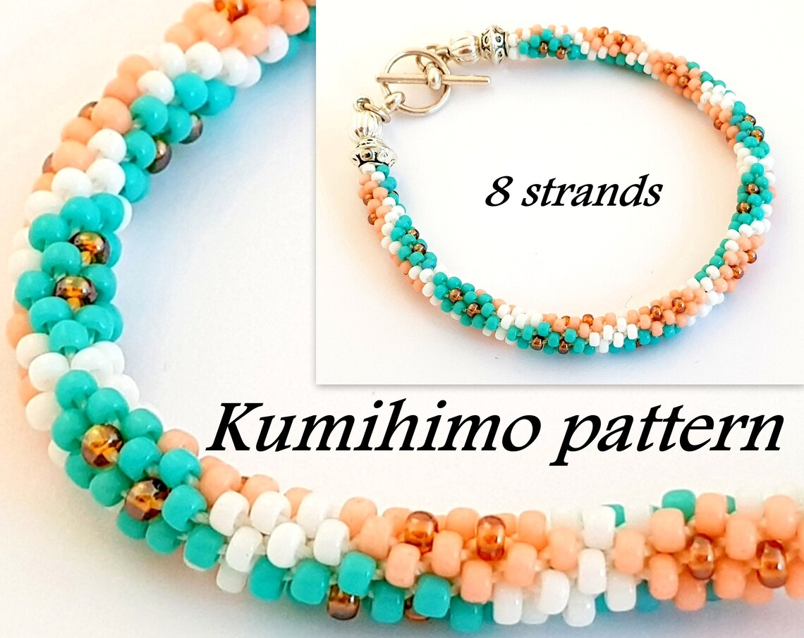 8 Strand Beaded Kumihimo Pastel Colours Pattern Tutorial PDF Bead ...