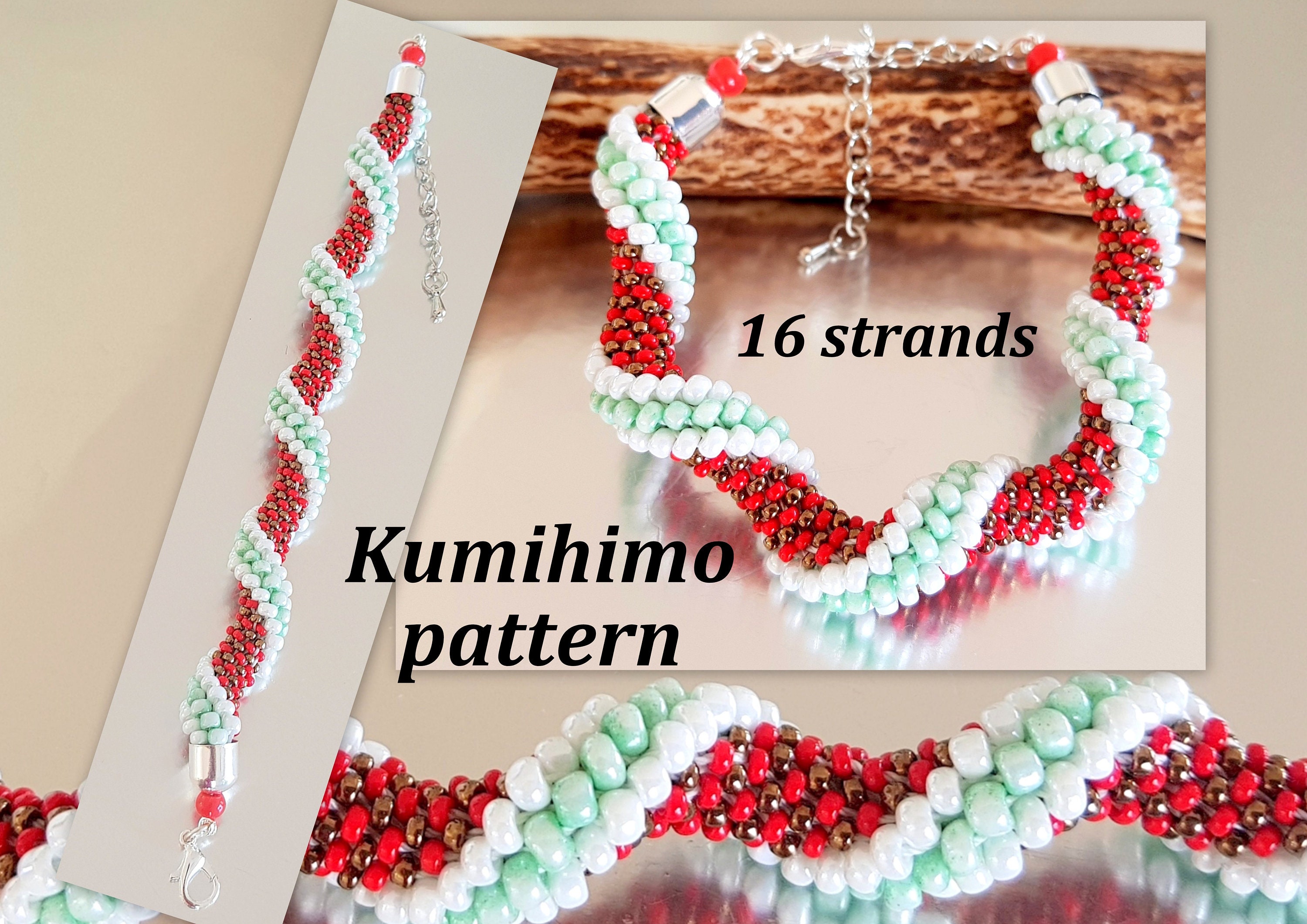 16 strands Beaded Kumihimo Tutorial Pattern Twisted Spiral | Etsy