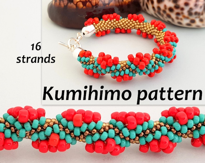 16 Strand Beaded Kumihimo Half Circle Bracelet Pattern and Full ...