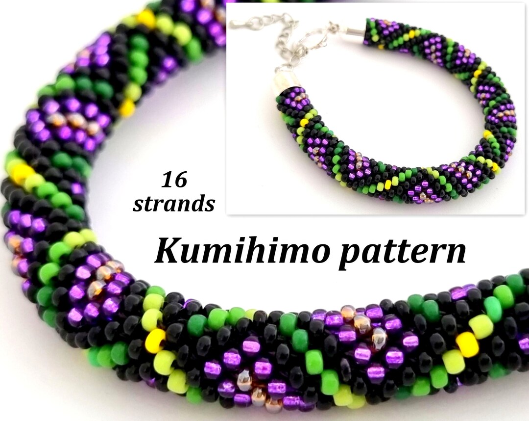 Beaded Kumihimo Bracelet PDF Pattern and Tutorial Instant Download Seed ...