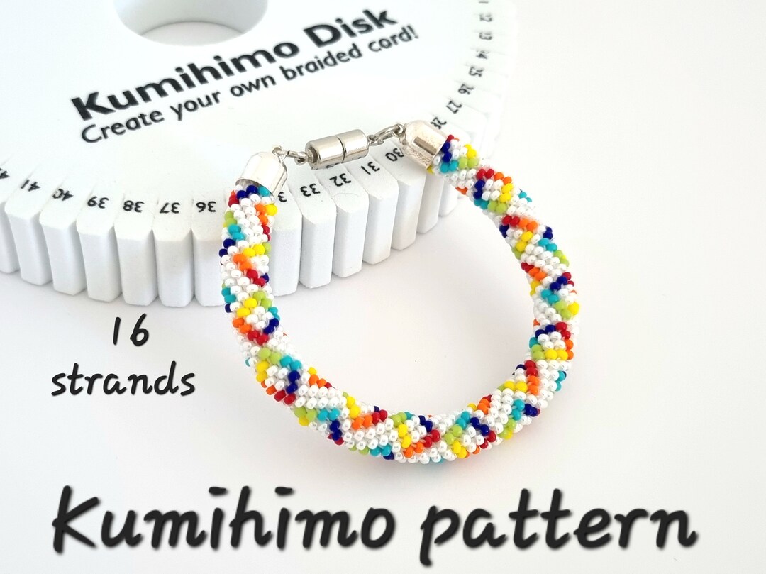 16 Strand Beaded Kumihimo Bracelet Pattern and Tutorial PDF File ...