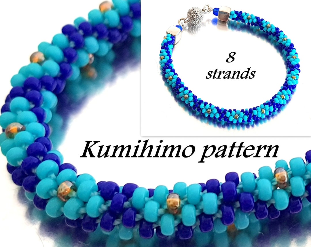 8 Strand Beaded Kumihimo PDF Pattern and Tutorial Instant Download Blue ...