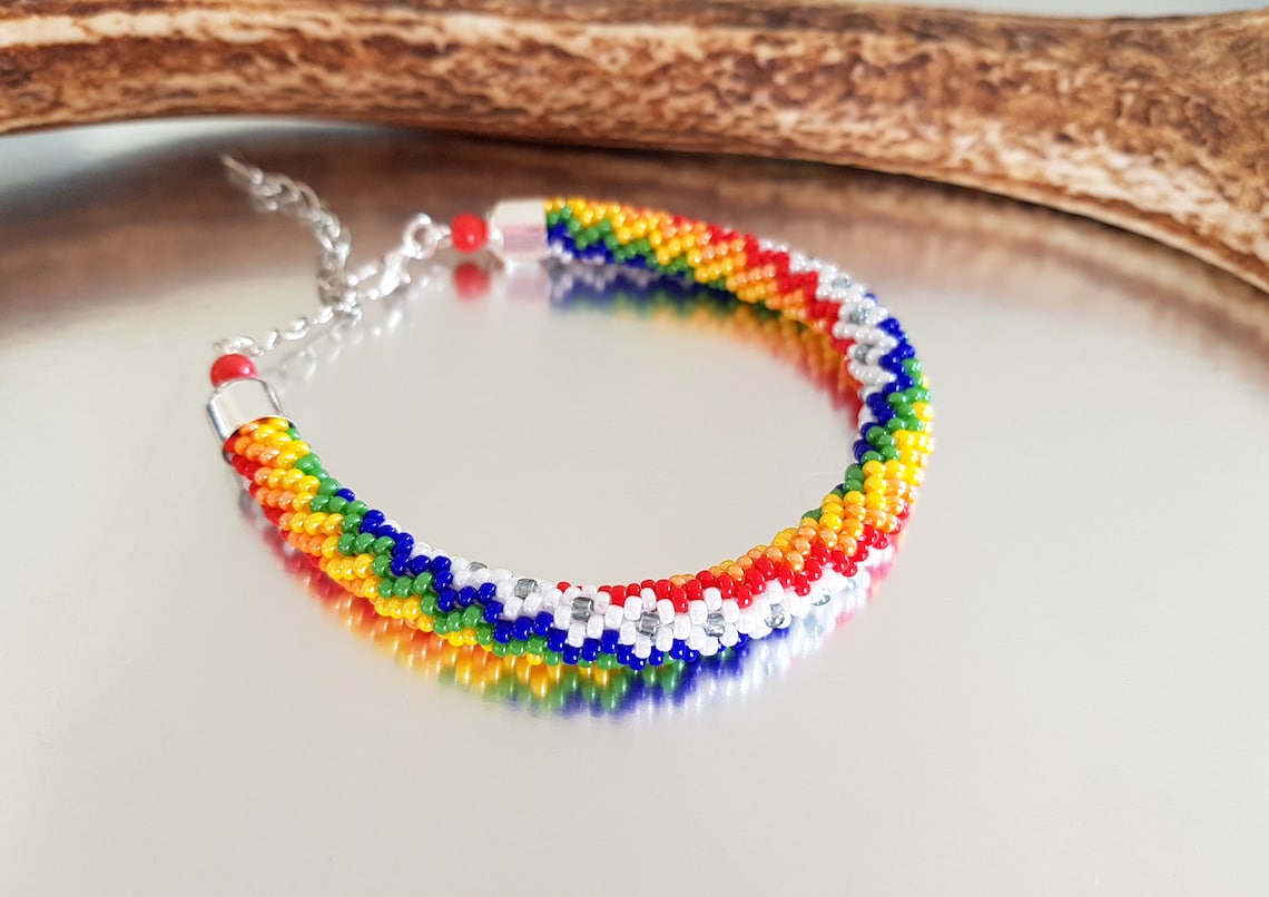 16 Strands Beaded Kumihimo Tutorial Pattern Rainbow Zigzag Bracelet ...