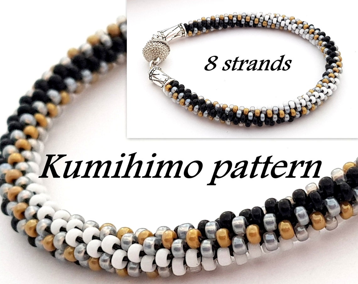 Beaded Kumihimo PDF Pattern and Full Tutorial 8 Strand Seed Bead ...