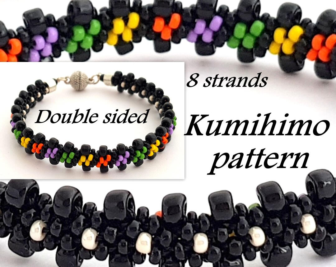 Beaded Kumihimo Pattern and Tutorial 8 Strands Double Sided Seed Beads ...