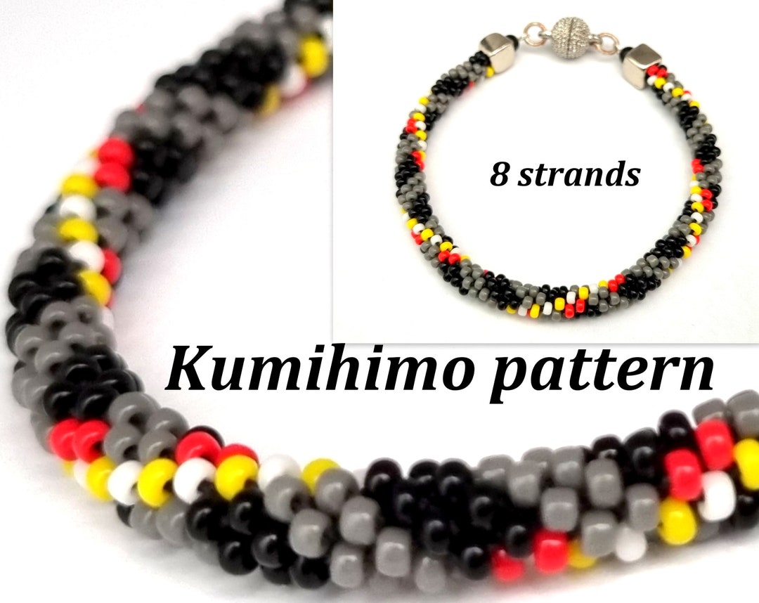 Beaded Kumihimo Pattern Tutorial 8 Strands Seed Bead Bracelet Native ...