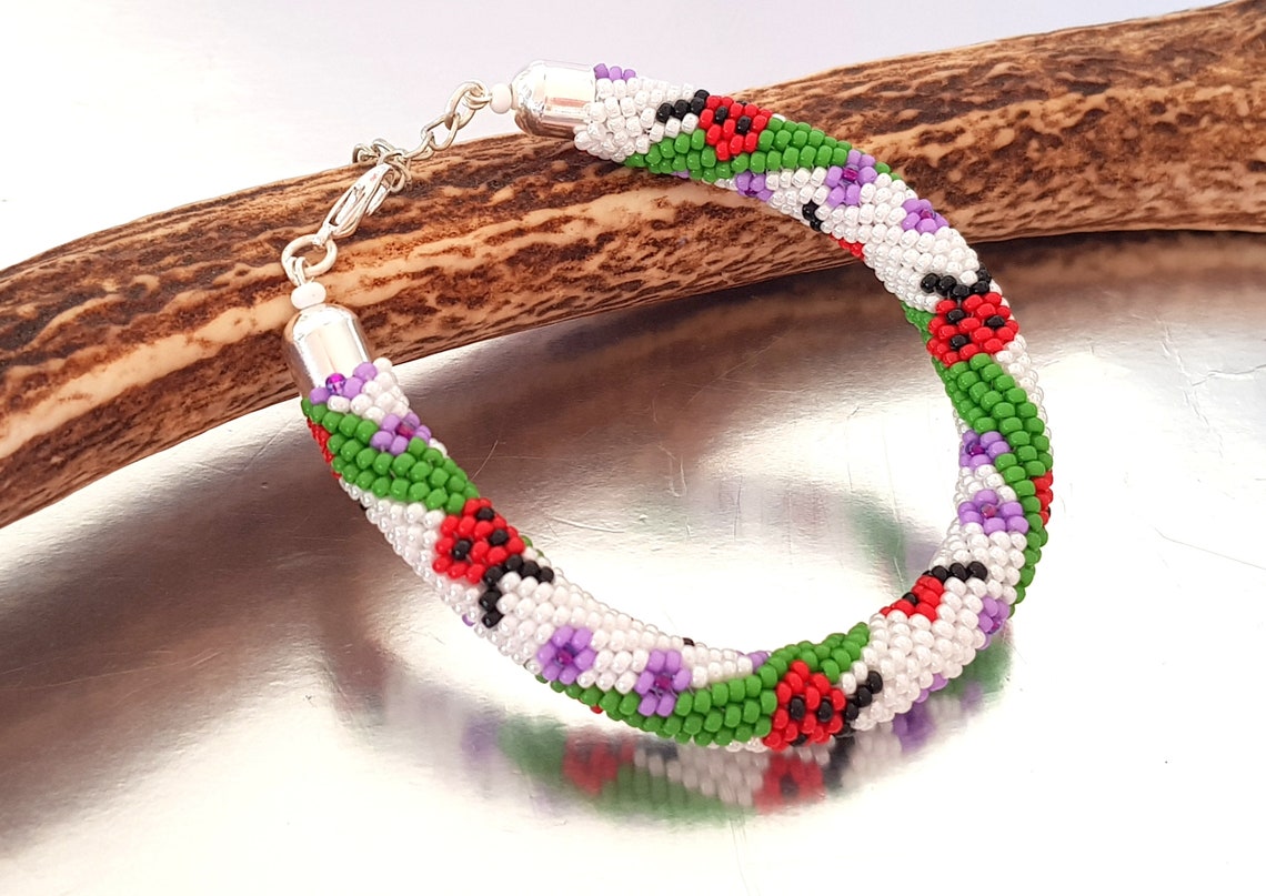 20 Strands Beaded Kumihimo Tutorial Pattern Seed Beads Ladybirds ...