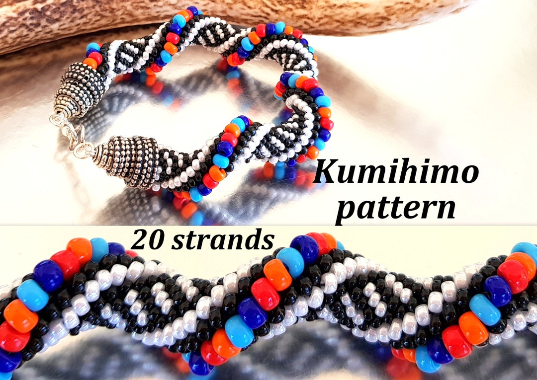 20 Strands Beaded Kumihimo Bracelet Tutorial Pattern PDF Layout ...