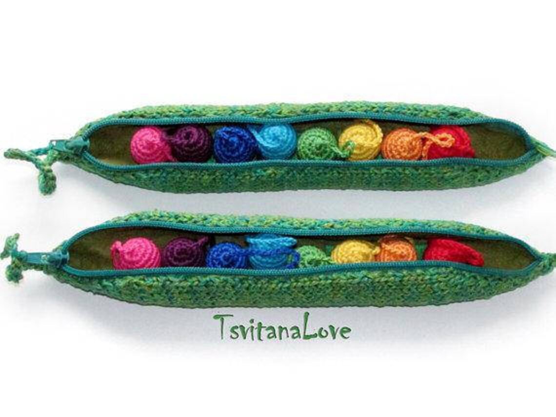 Pattern PDF in English Rainbow Pea Pod Crochet Knitted Zip | Etsy
