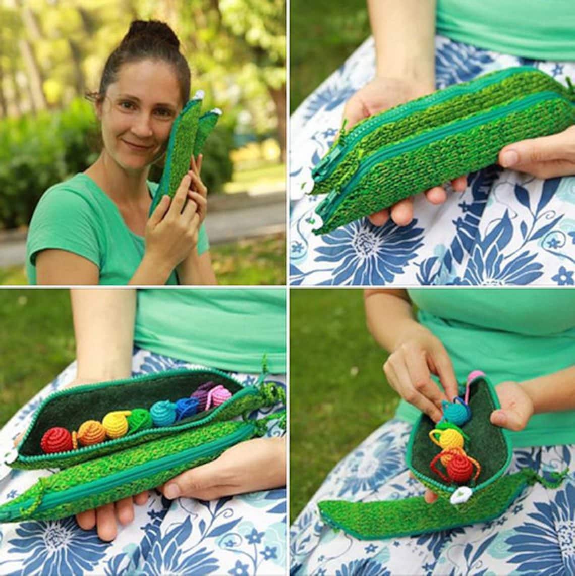 Pattern PDF in English Rainbow Pea Pod Crochet Knitted Zip | Etsy