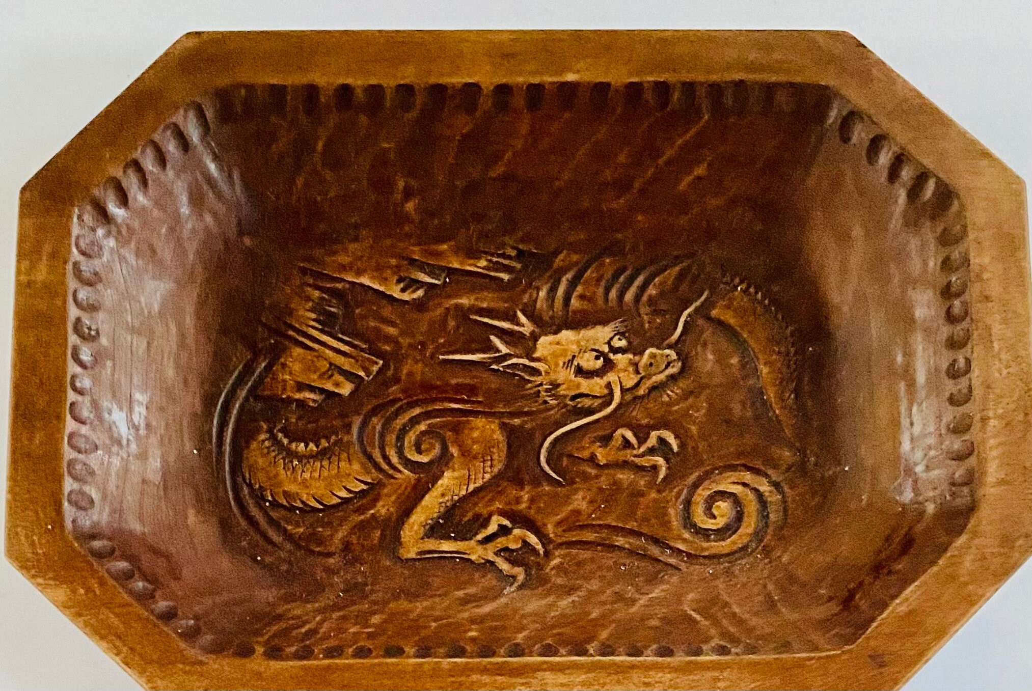 Vintage Set Hand Carved Wooden Dragon Trays Snack Set - Etsy