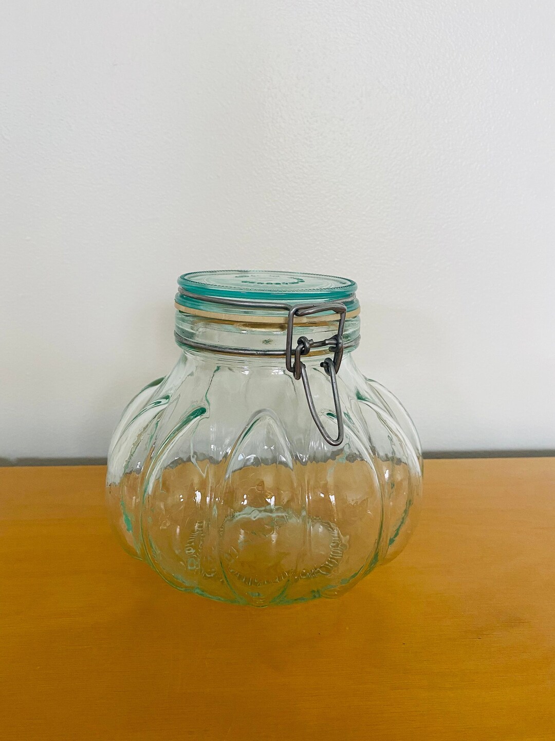 Vintage Italian Glass Canister | Potbelly Jar | Green Glass | Hermetic ...