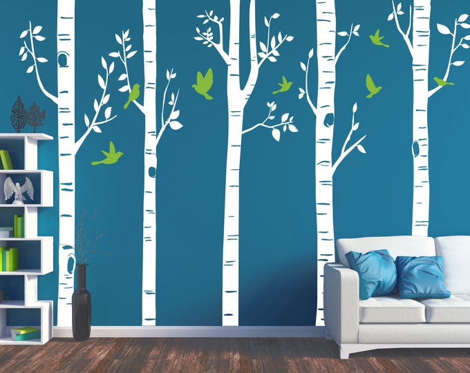 Birch Trees Wall Decal, Baby Nursery Wall Stickers, Forest Pine Tree ...