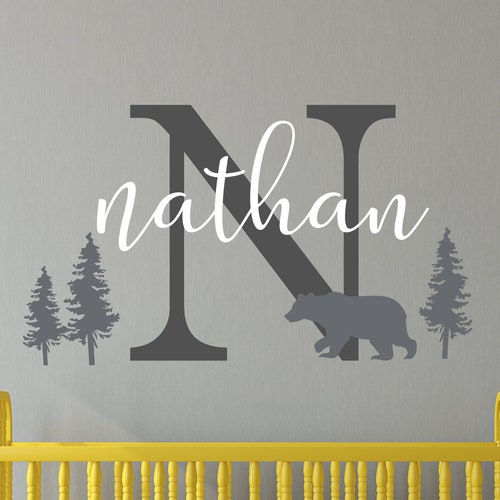 Bear Name Vinyl Wall Decal Nursery Baby Boy Girl Kids Room - Etsy