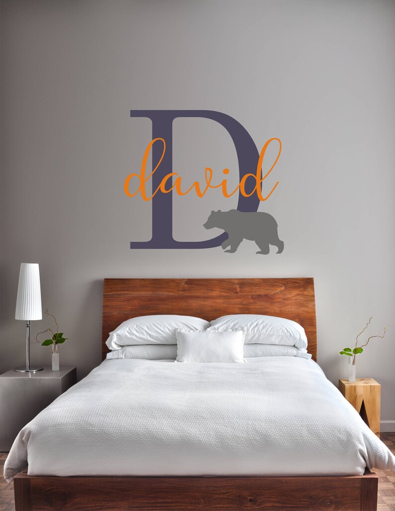 Bear Name Vinyl Wall Decal Nursery Baby Boy Girl Kids Room | Etsy
