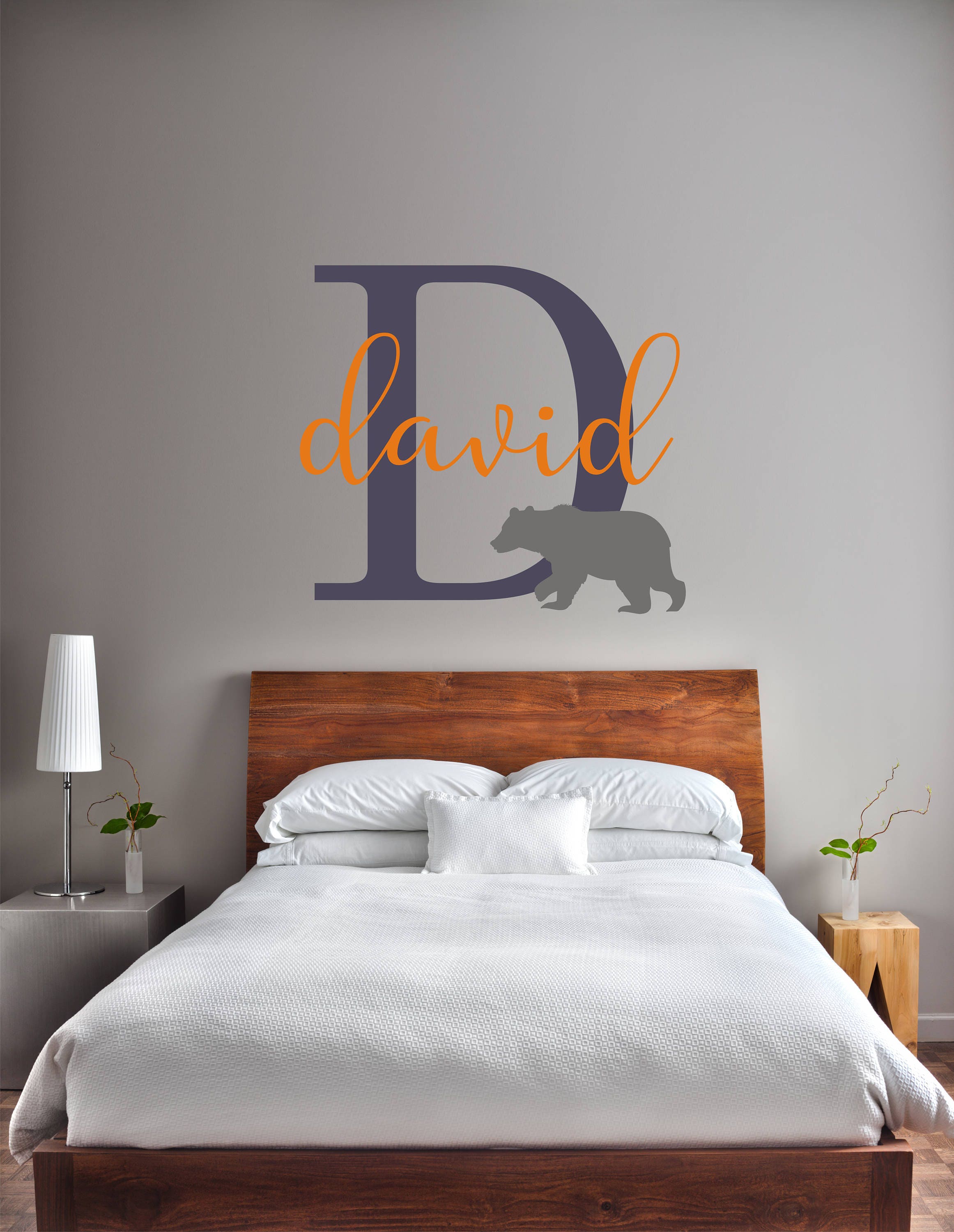 Bear Name Vinyl Wall Decal Nursery Baby Boy Girl Kids Room | Etsy