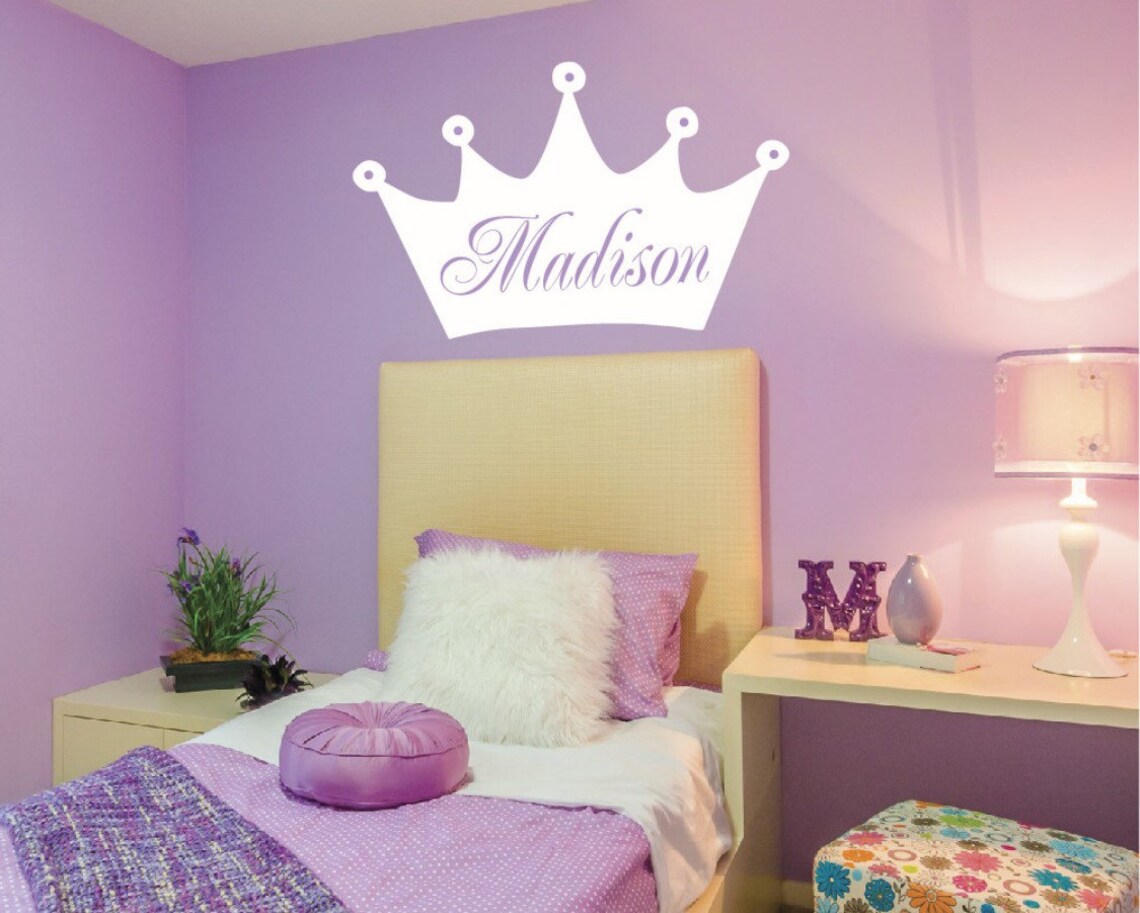Personalized Princess Crown Vinyl Wall Decal Teen and Nursery - Etsy
