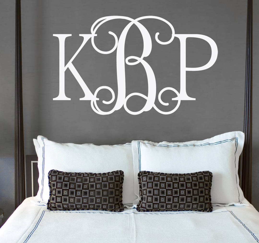Monogram Decal LARGE Wall Decal -elegant Wall Decal - Custom Wall Decal ...
