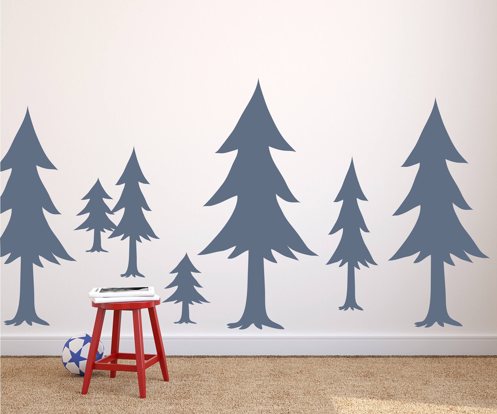 Pine Tree Mural Woodland Trees Woodland Wall Decal Woodland | Etsy