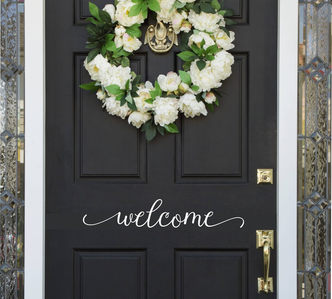 Welcome Door Vinyl Wall Decal Fancy Front Door Sticker for Home ...