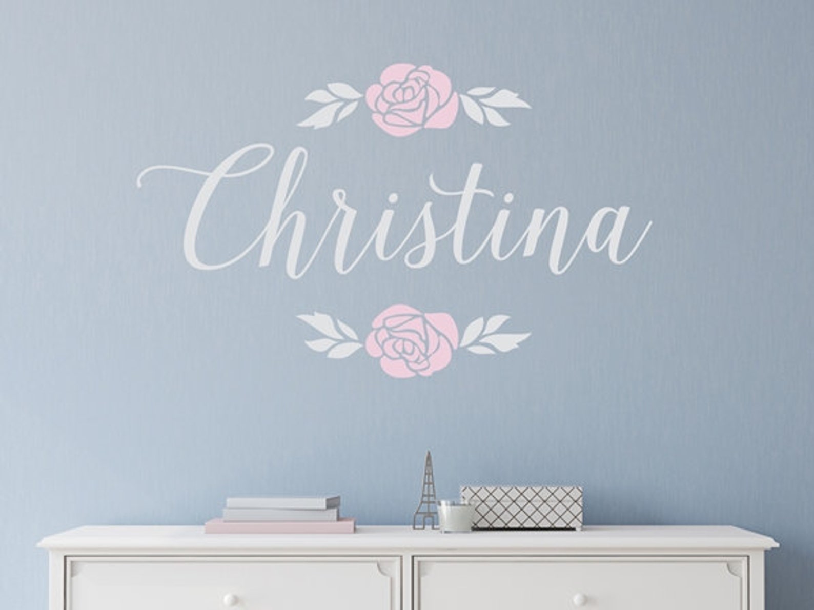 Nursery Name Flower Decal LARGE Wall Decal - Nursery Wall Art - Custom ...